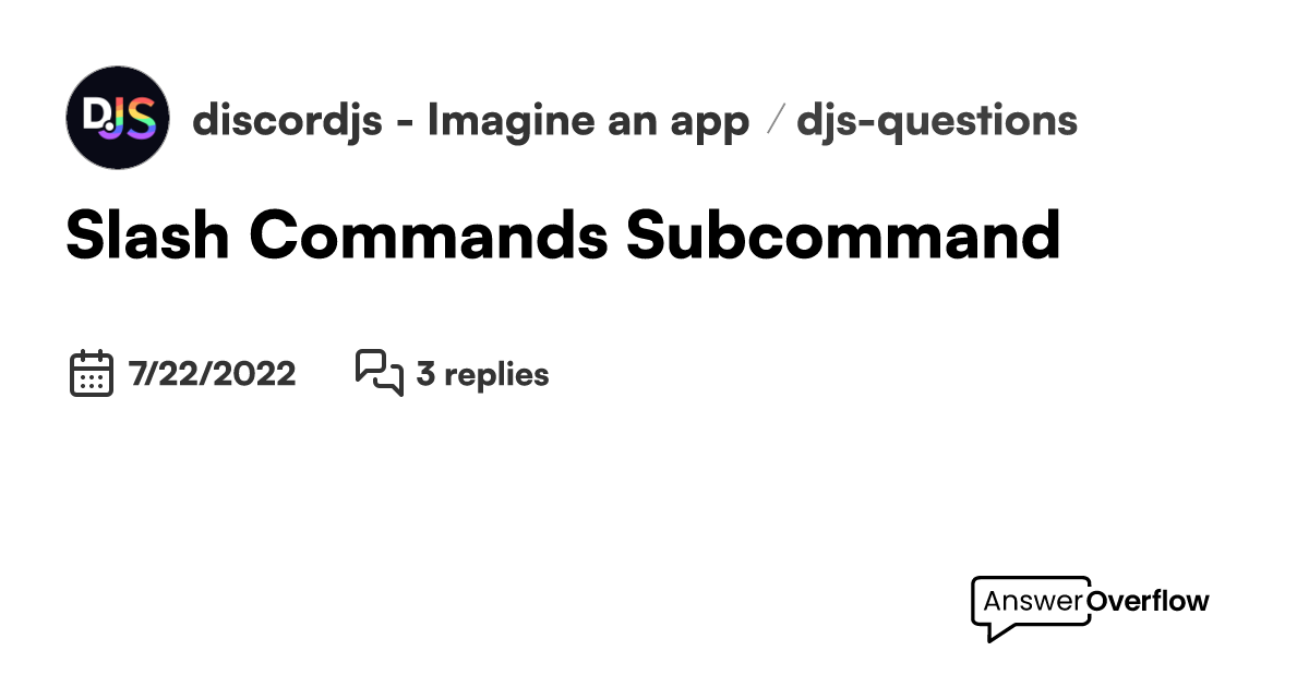 Slash Commands (Subcommand) - discord.js - Imagine an app