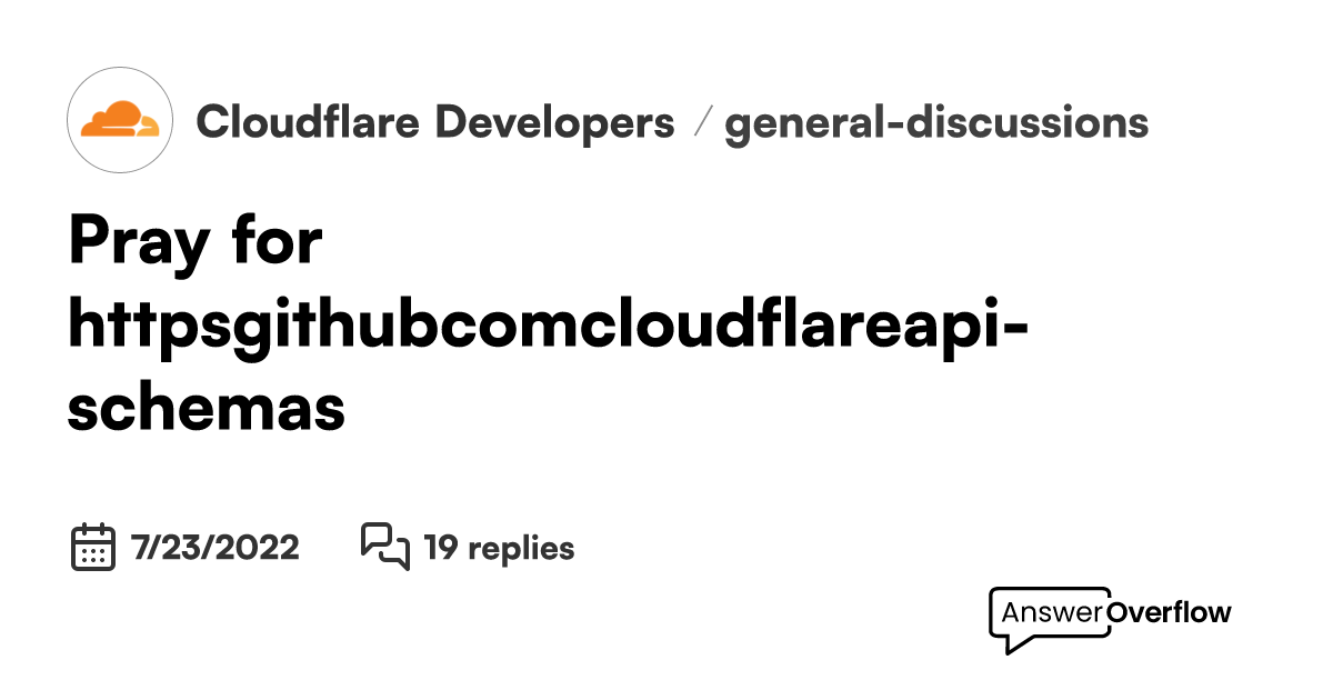 Pray for - Cloudflare Developers