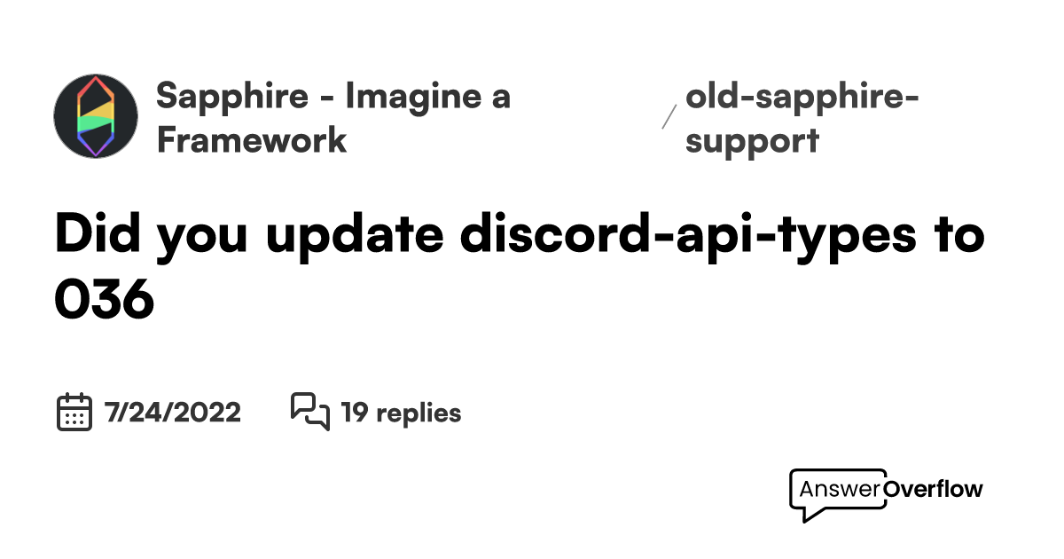 Did you update discord-api-types to 0.36? - Sapphire - Imagine a Framework