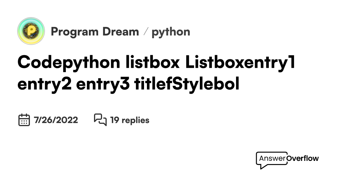 Code:```python listbox = Listbox(["entry1", "entry2", "entry3"], title=f"{Style.bold}This is a ...