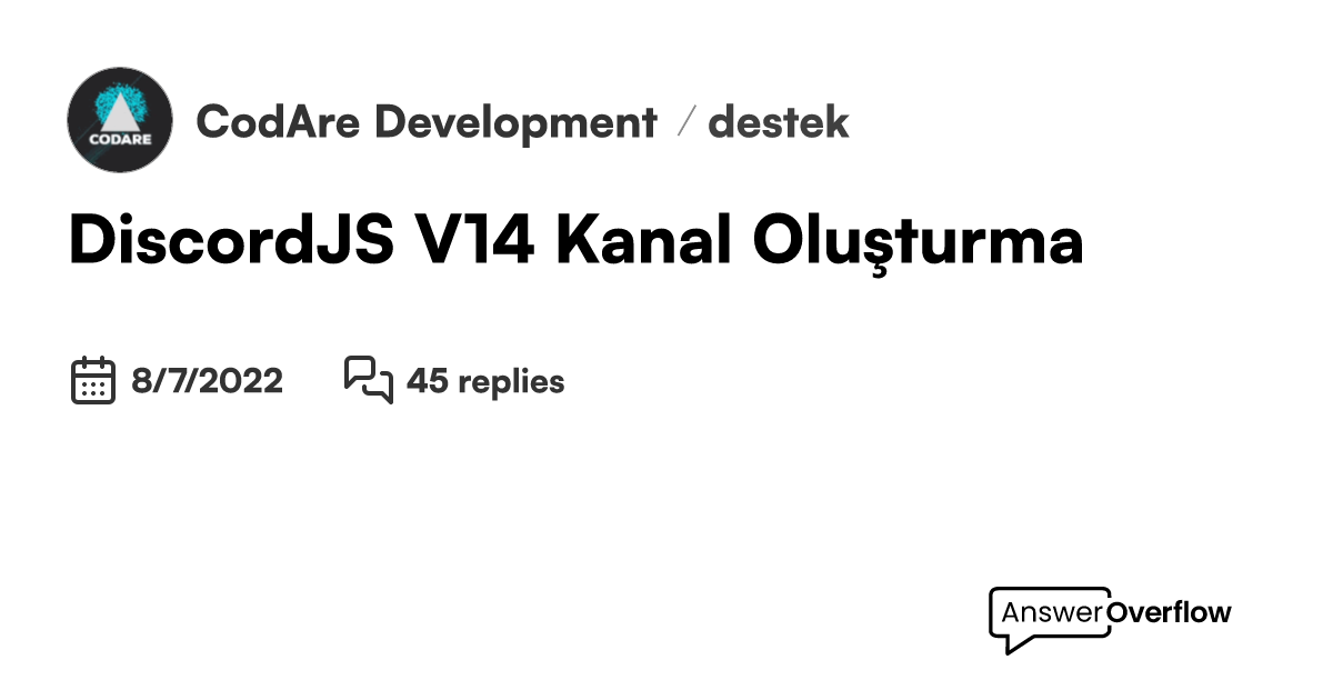 DiscordJS V14 Kanal Oluşturma - CodAre Development