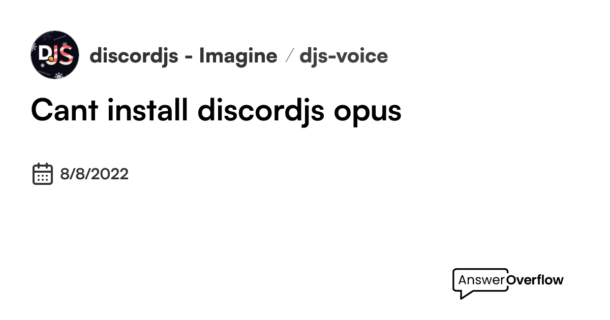 Cant install discordjs opus - discord.js - Imagine an app