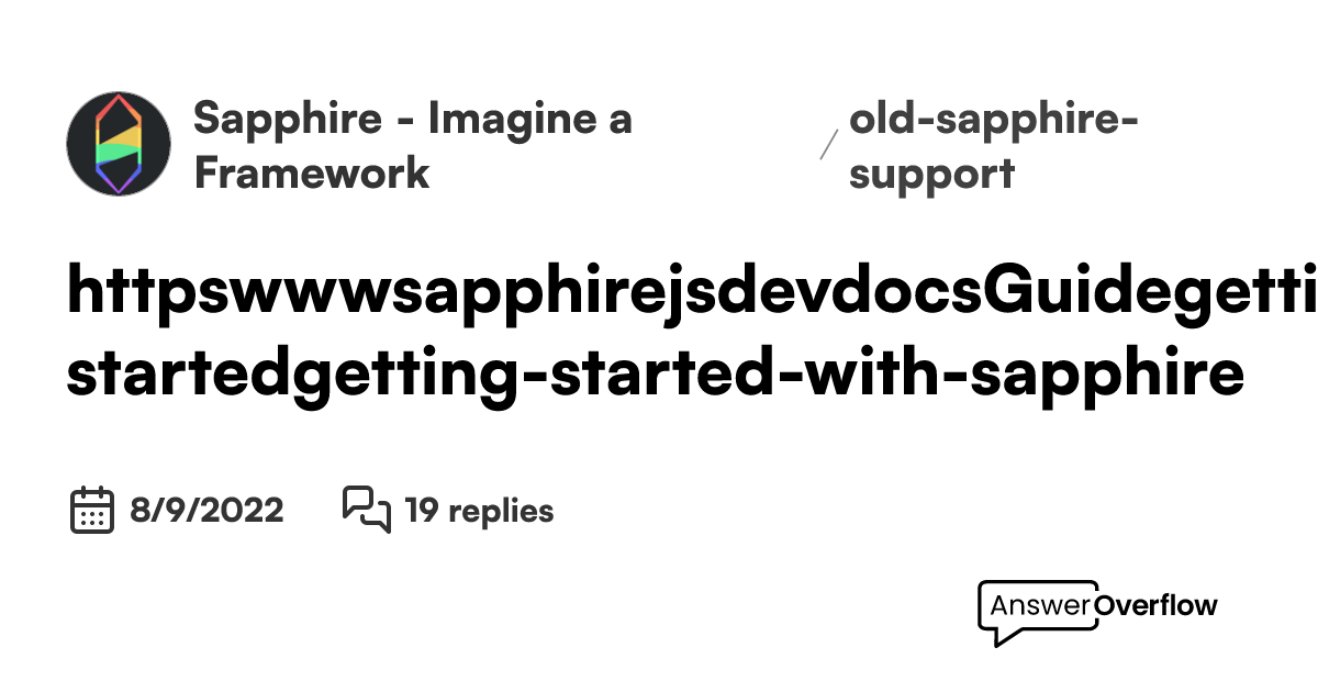 https://www.sapphirejs.dev/docs/Guide/getting-started/getting-started ...
