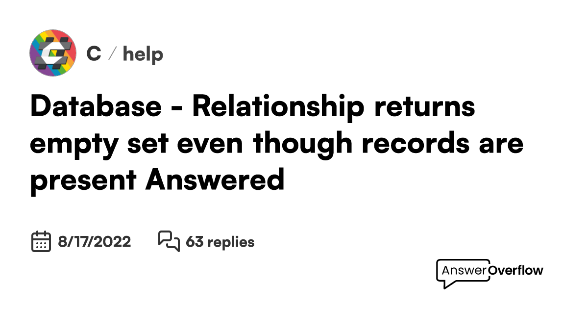 Database Relationship Returns Empty Set Even Though Records Are