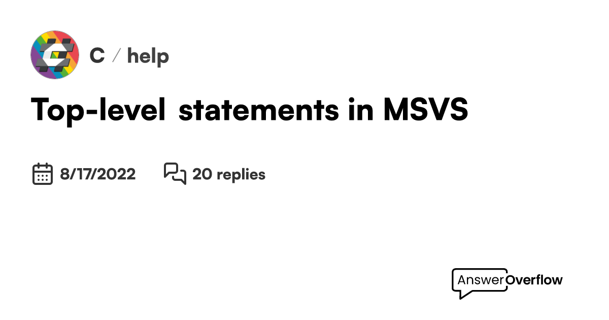 Top-level statements in MSVS - C#