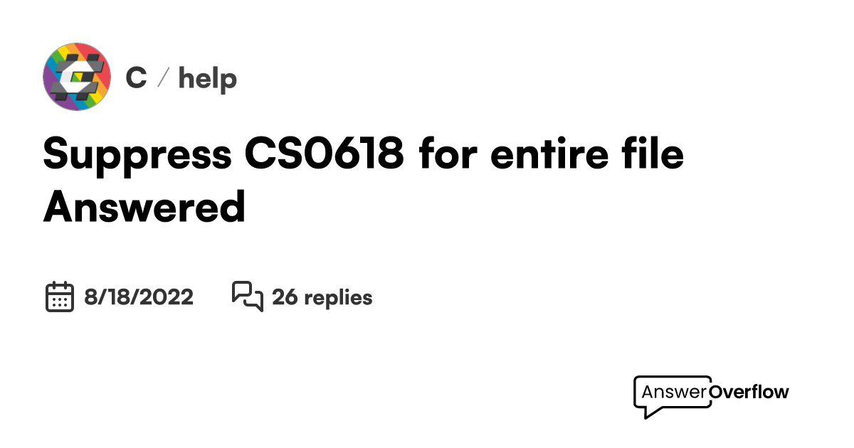 Suppress CS0618 for entire file [Answered] - C#
