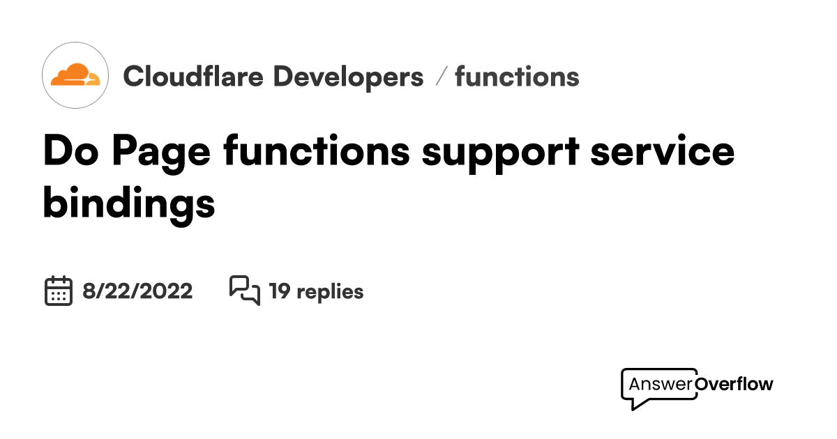 Do Page functions support service bindings? - Cloudflare Developers