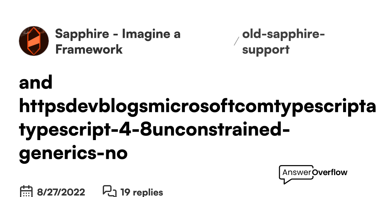 and I guess - Sapphire - Imagine a framework