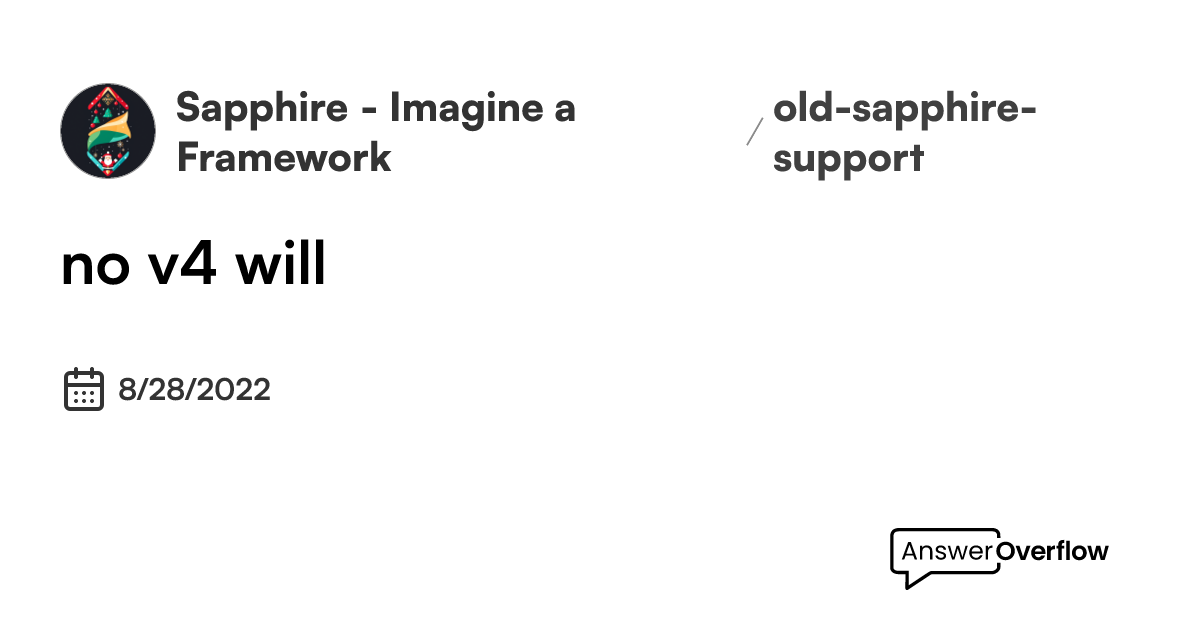 no, v4 will - Sapphire - Imagine a Framework