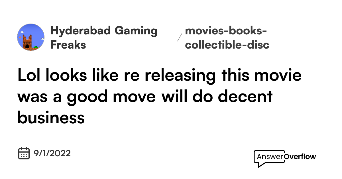 Lol looks like re releasing this movie was a good move will do decent ...