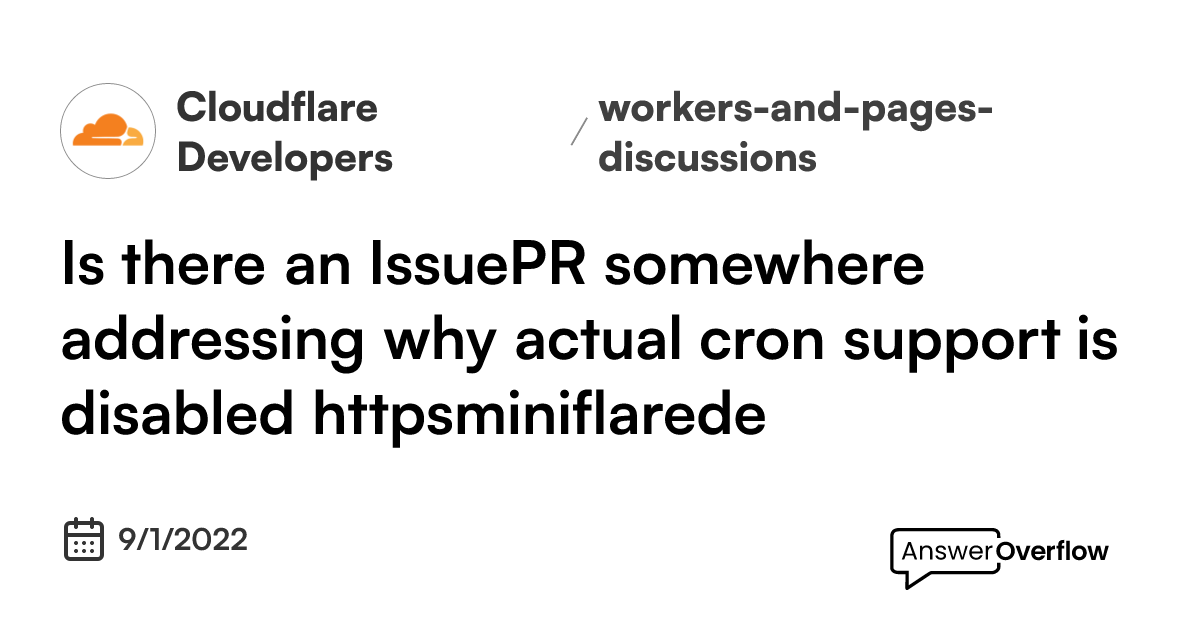 Is there an Issue/PR somewhere addressing why actual cron support is ...