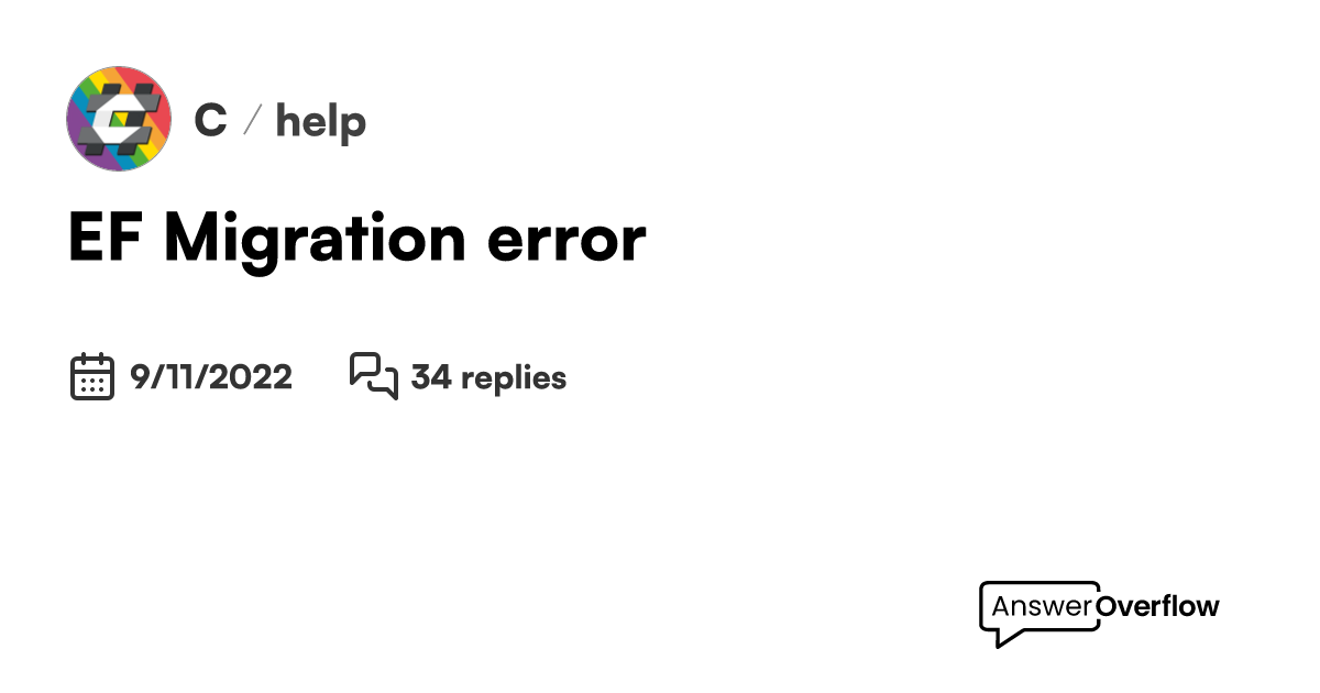 EF Migration error - C#