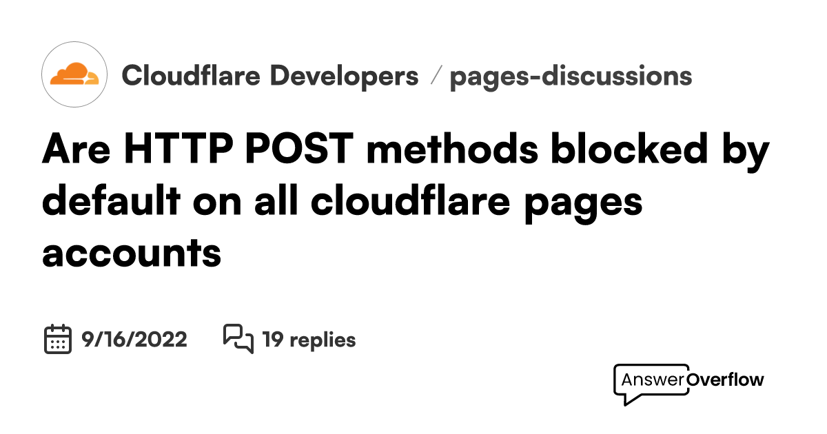 Are Post Methods Blocked By Default On All Cloudflare Pages