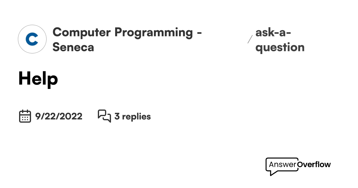 Help Computer Programming Seneca Polytechnic College