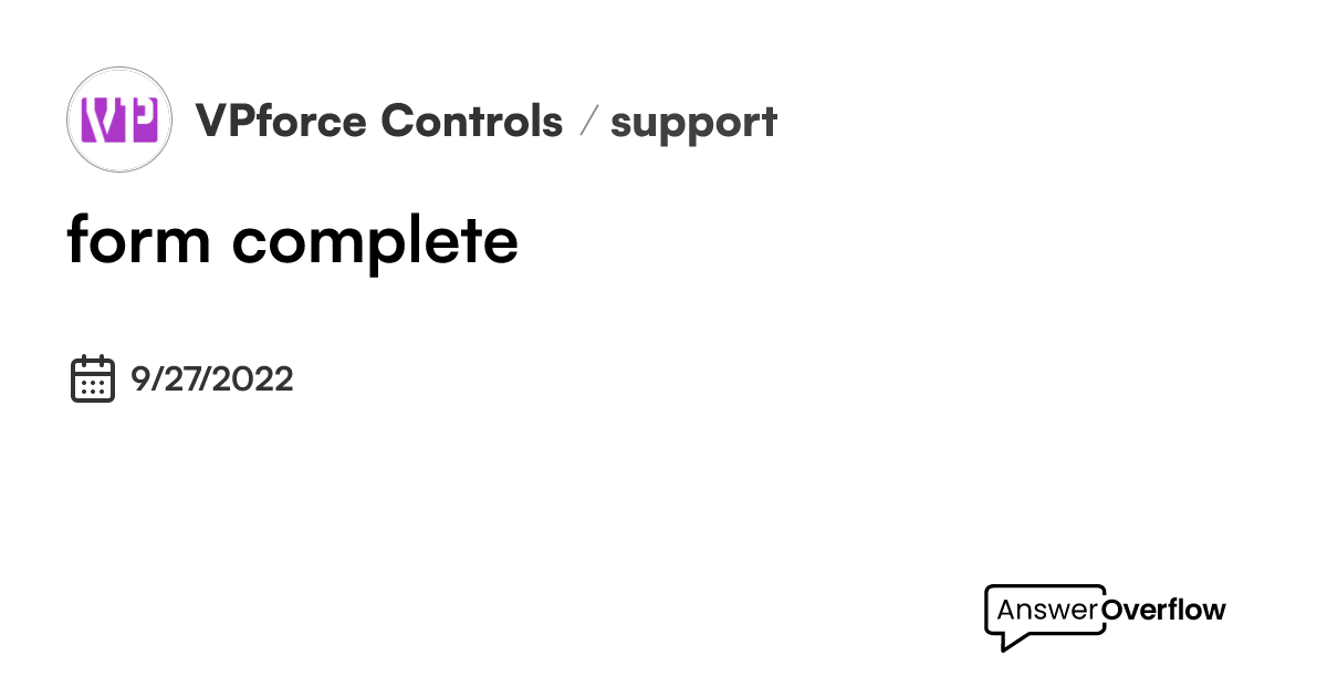 form complete - VPforce Controls