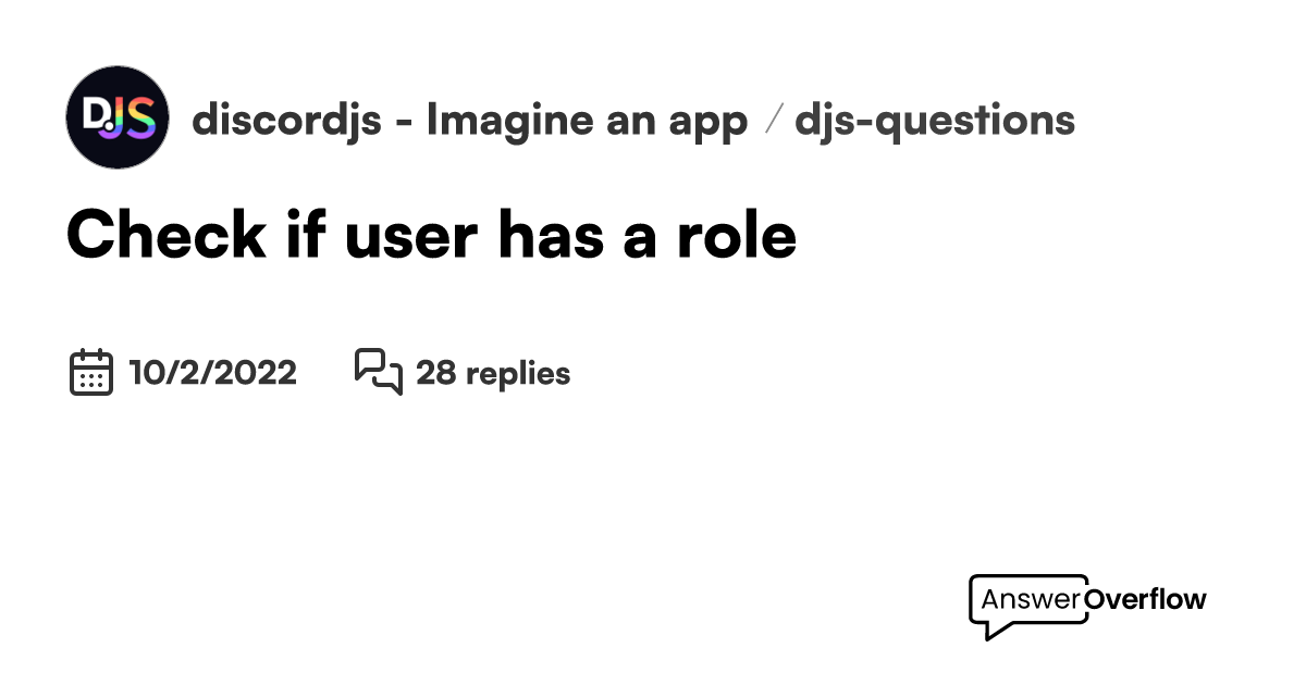Check if user has a role - discord.js - Imagine an app