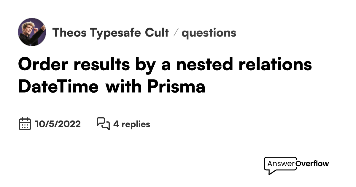 Order Results By A Nested Relations Datetime With Prisma Theos