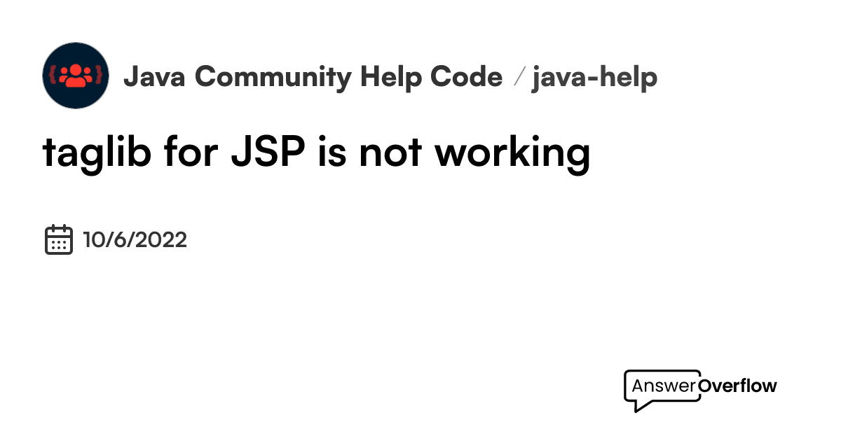taglib for JSP is not working - Java Community | Help. Code. Learn.