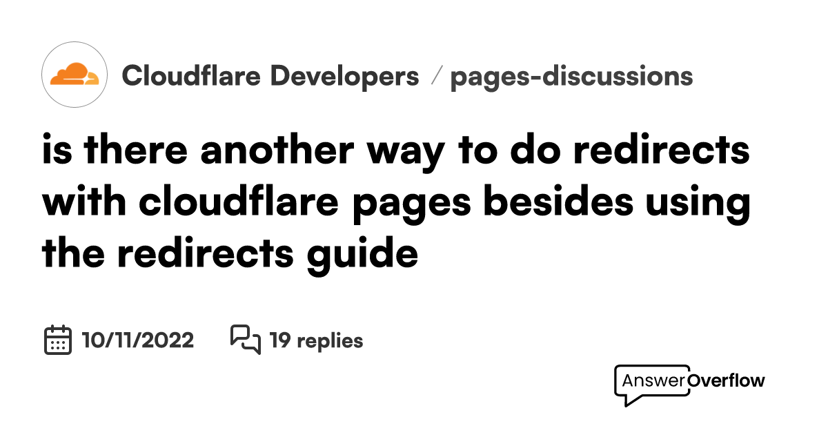 is there another way to do redirects with cloudflare pages besides using the **_redirects ...