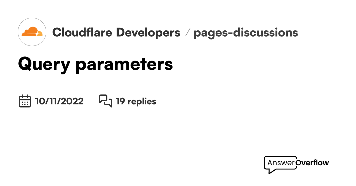 Query parameters - Cloudflare Developers