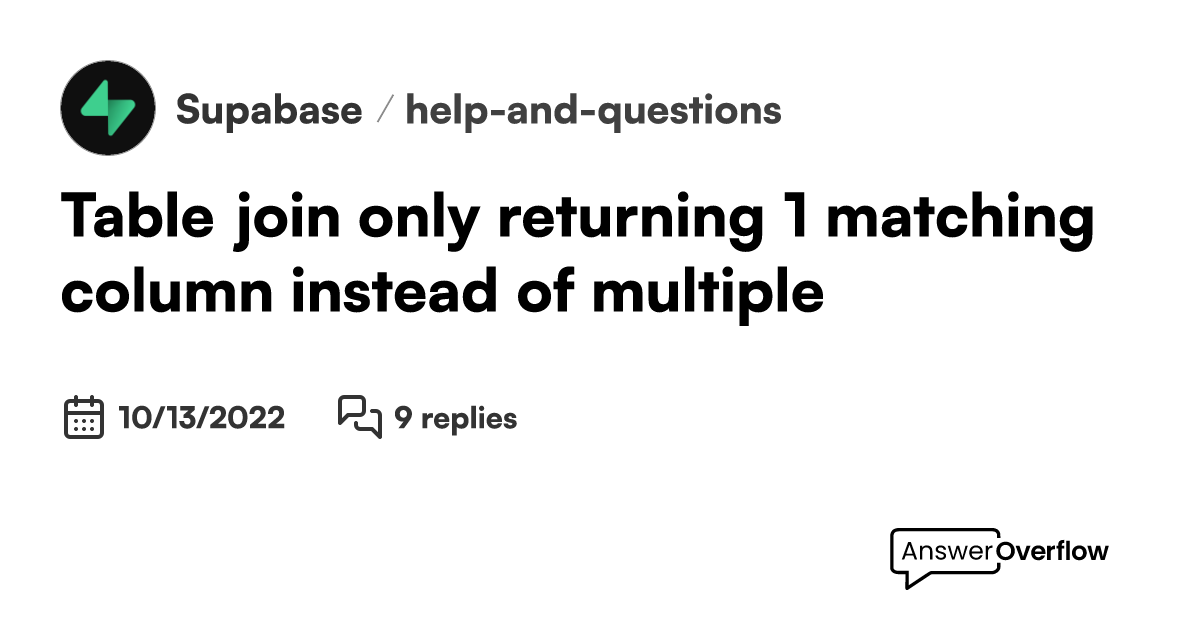 Table join only returning 1 matching column instead of multiple - Supabase