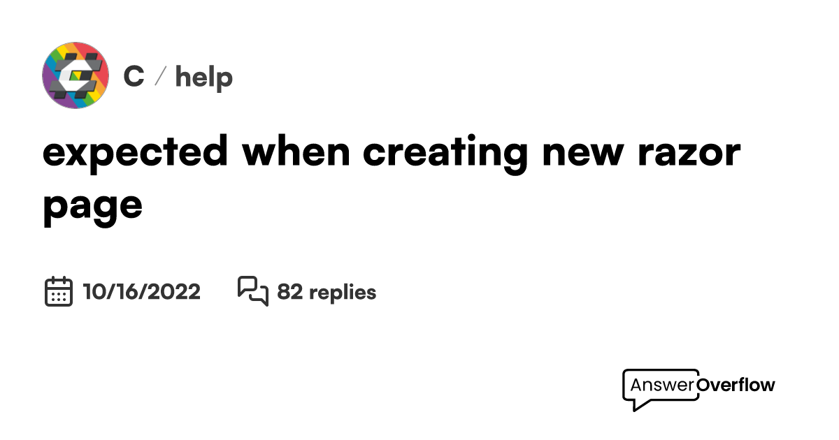 { expected when creating new razor page. - C#