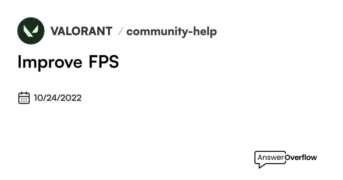 Improve FPS - VALORANT
