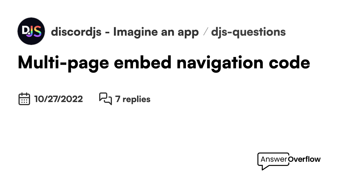 Multi-page embed navigation code - discord.js - Imagine an app