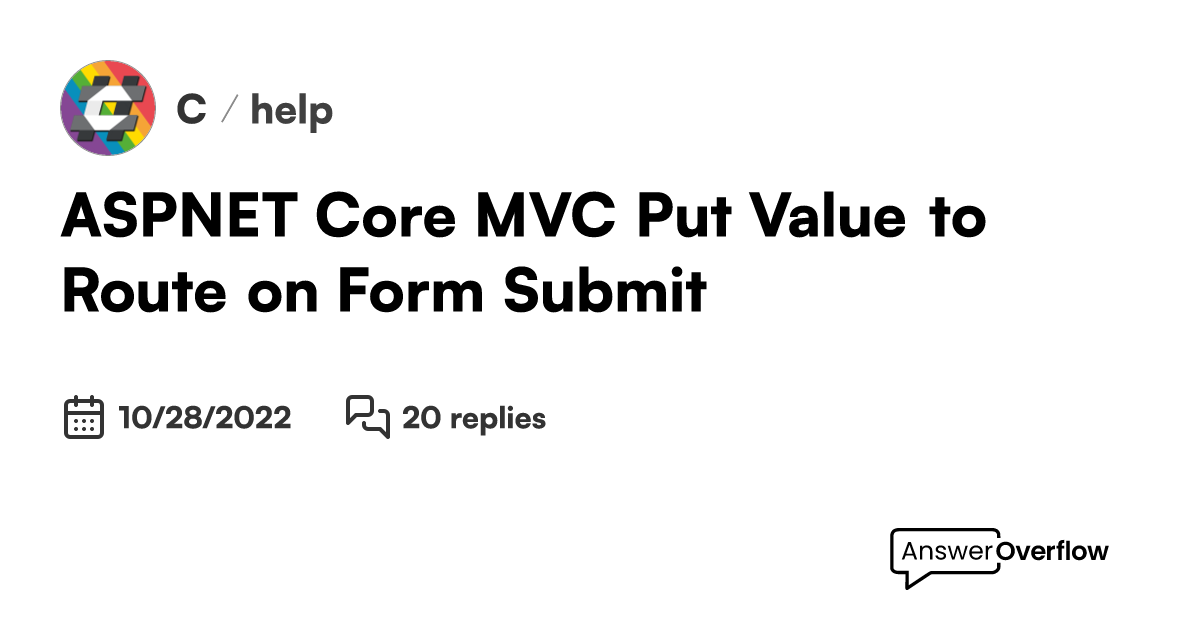 Aspnet Core Mvc Put Value To Route On Form Submit C