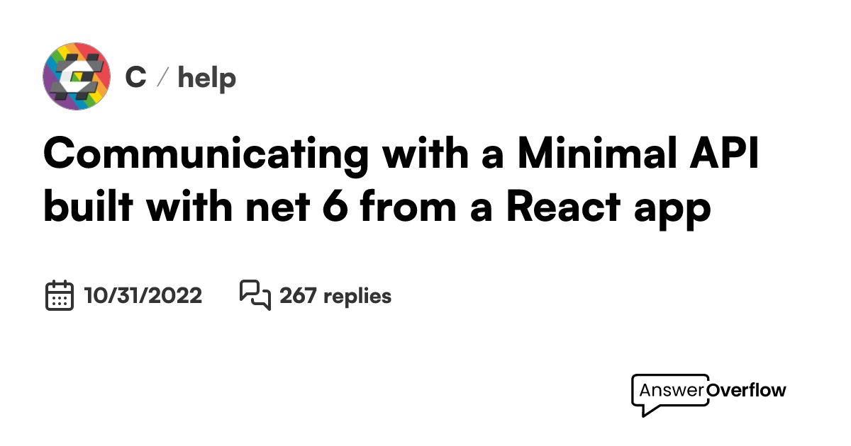 Communicating with a Minimal API built with .net 6 from a React app - C#