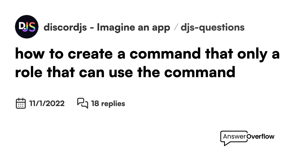 how to create a command that only a role that can use the command - discord.js - Imagine an app