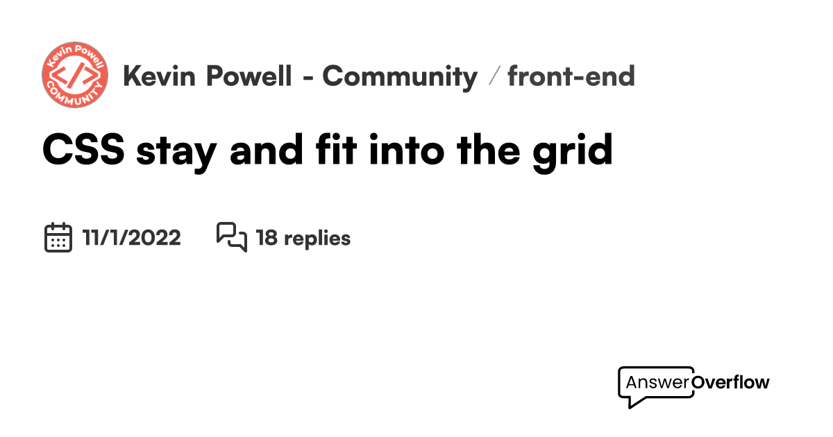 CSS stay and fit into the grid - Kevin Powell - Community