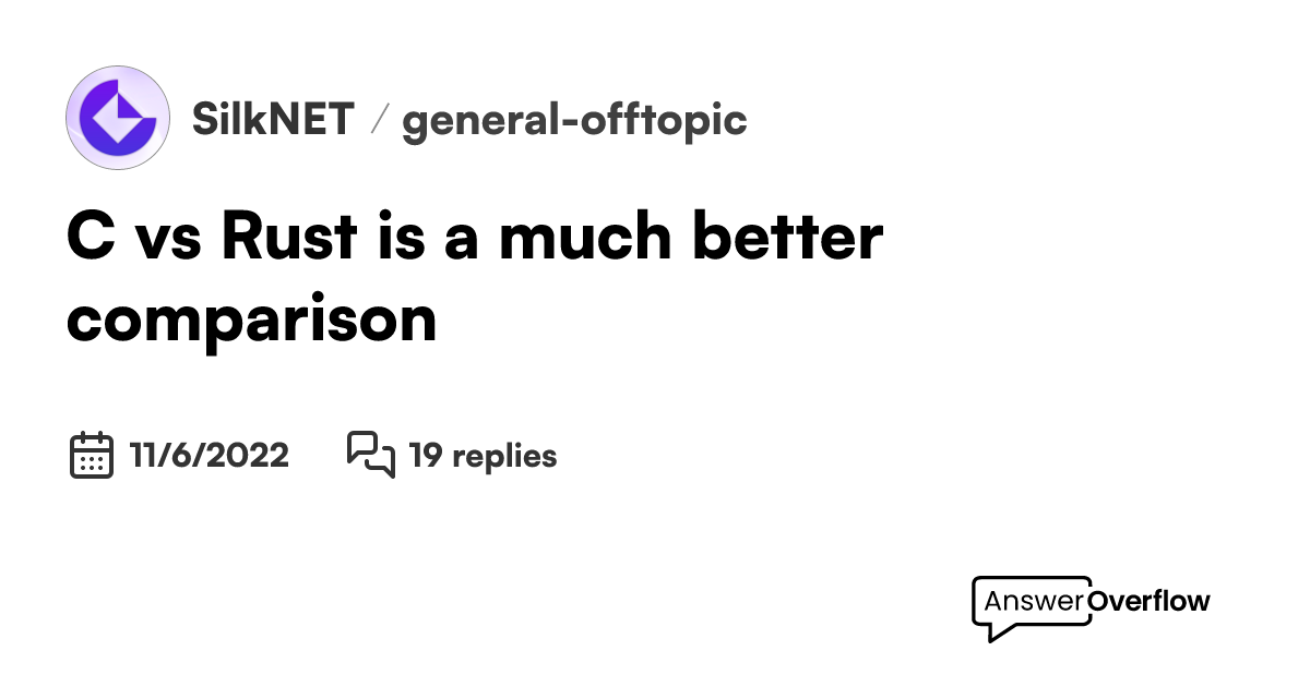 C++ vs Rust is a much better comparison - Silk.NET