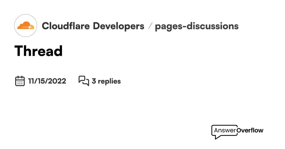 Thread - Cloudflare Developers