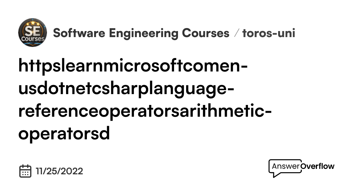 https://learn.microsoft.com/en-us/dotnet/csharp/language-reference/operators/arithmetic ...