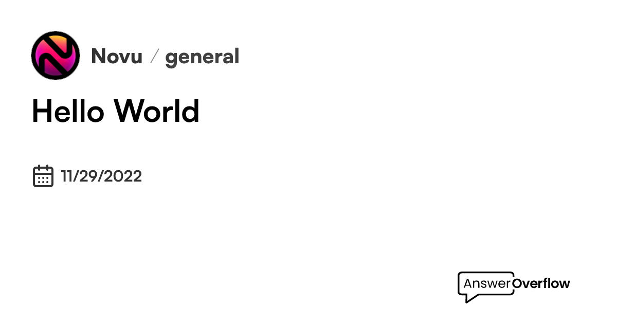 Hello, World! - Novu