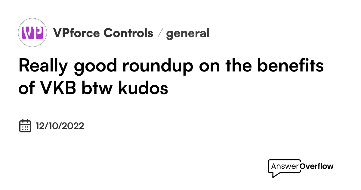 Really good roundup on the benefits of VKB btw, kudos. - VPforce Controls