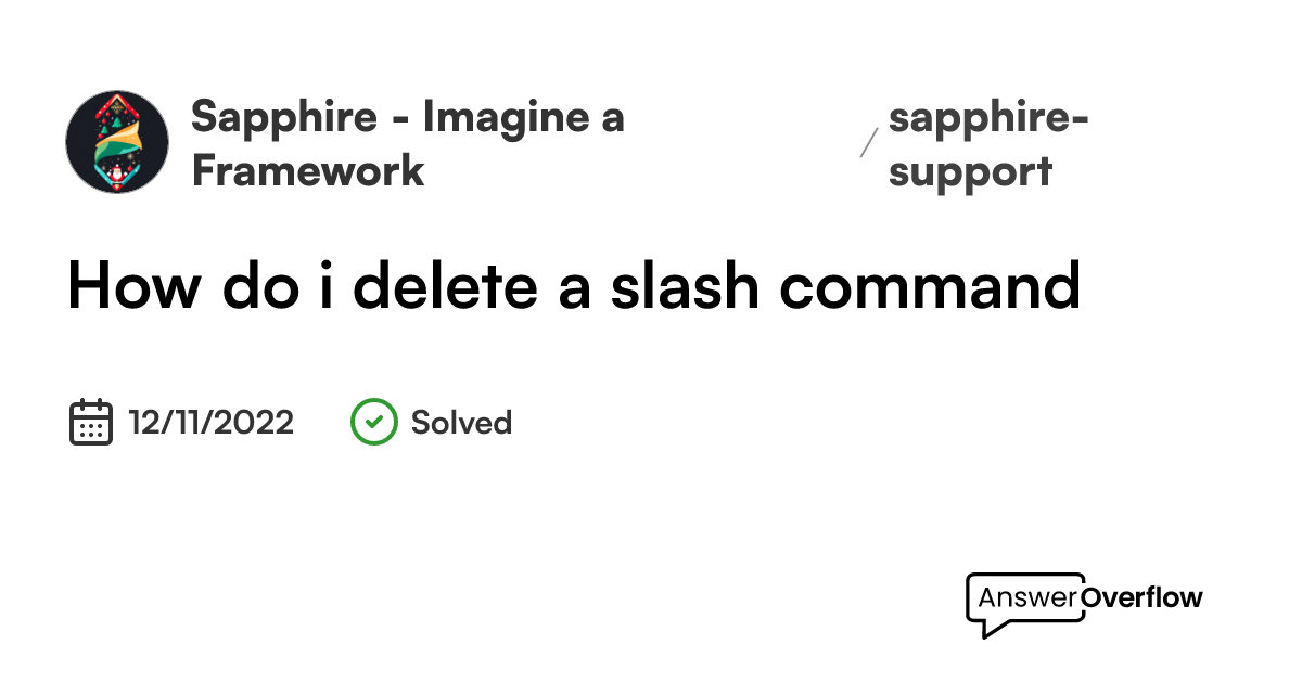 How do i delete a slash command? - Sapphire - Imagine a Framework