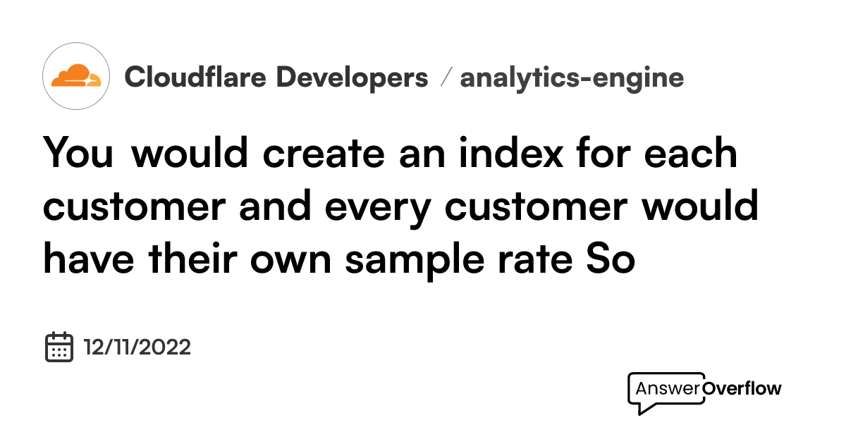 You would create an index for each customer and every customer would ...