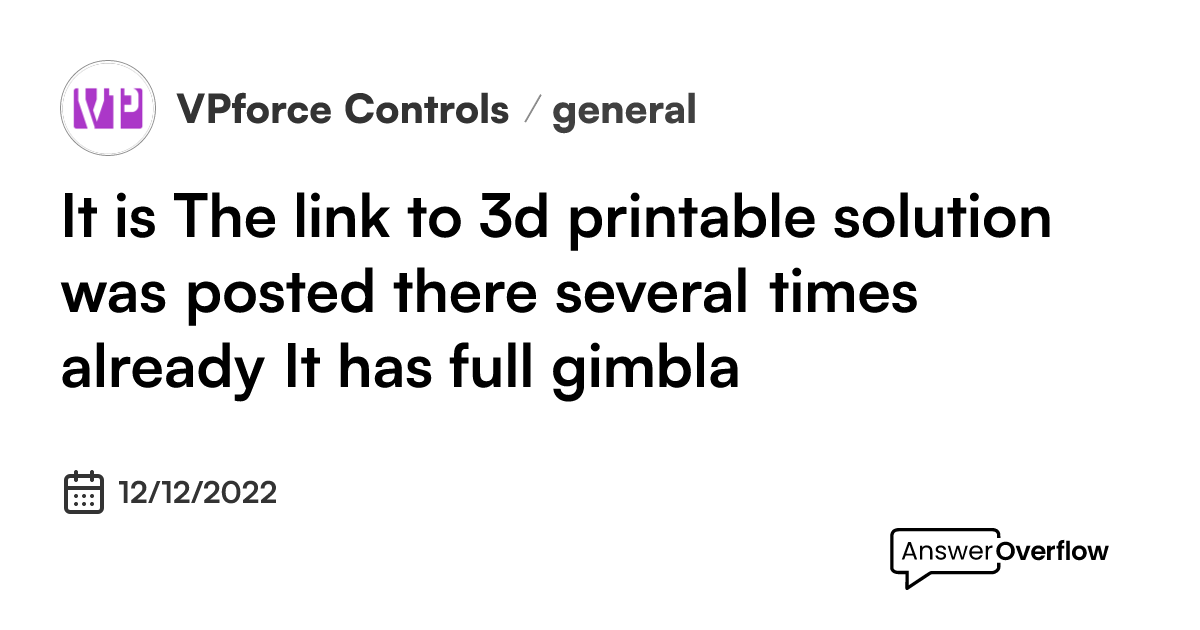 It is. The link to 3d printable solution was posted there several times already. It has full ...