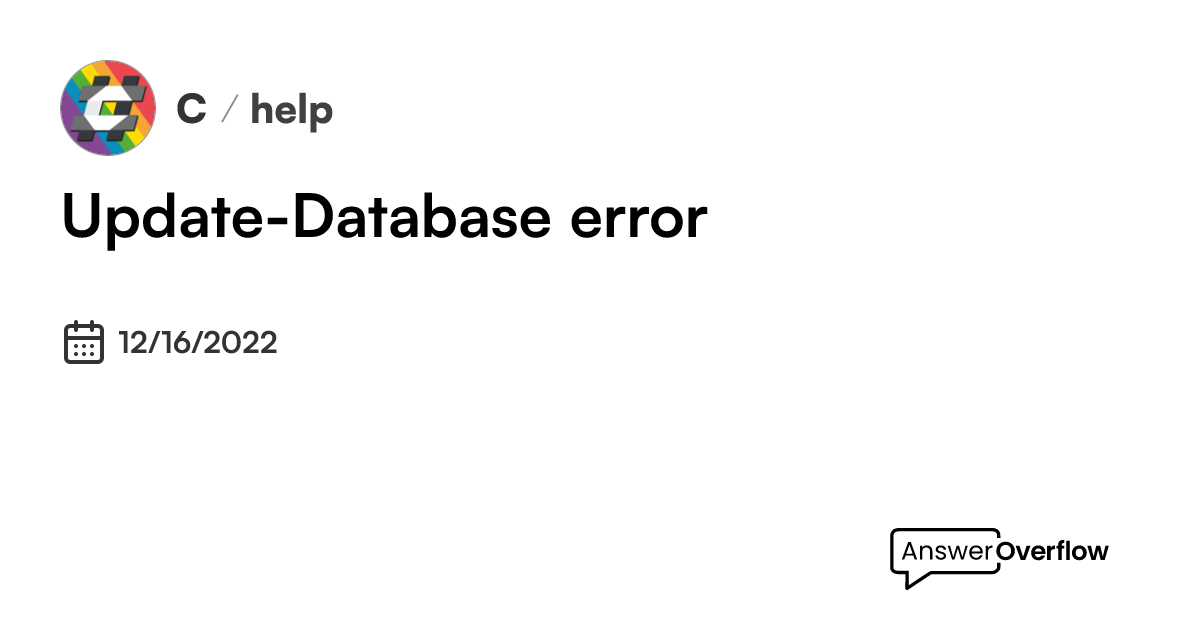 Update-Database error - C#