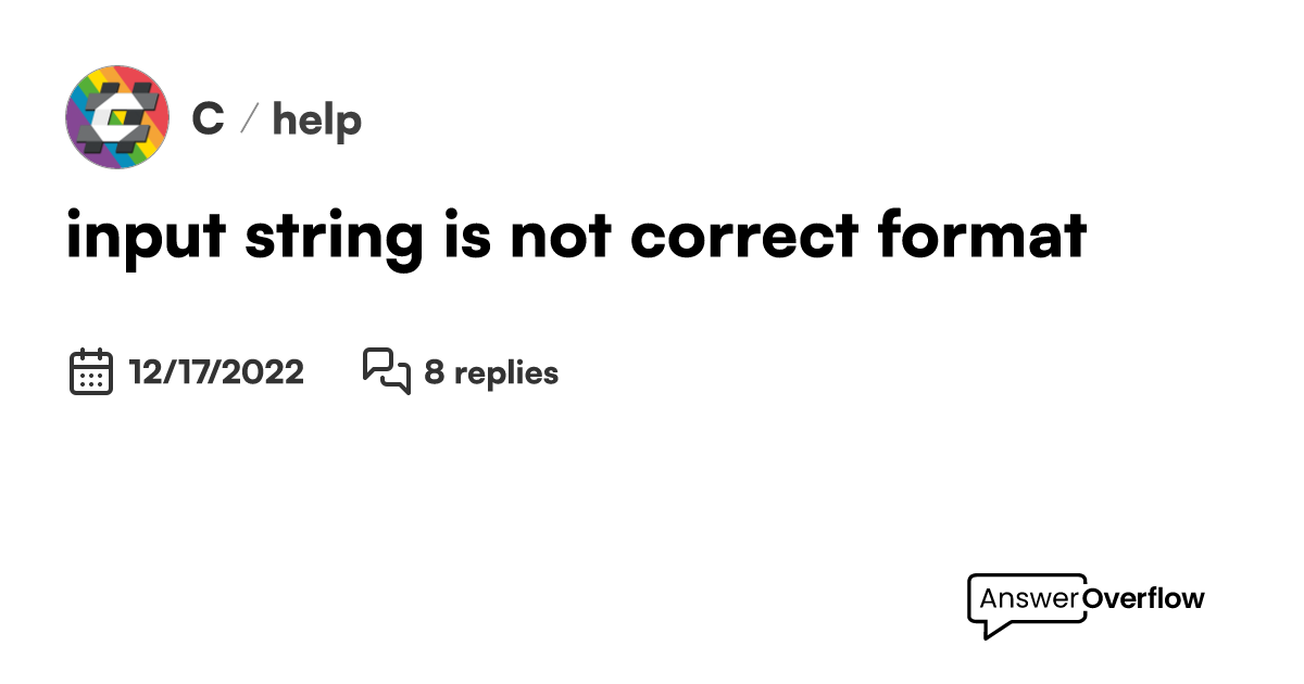 Input String Is Not Correct Format C