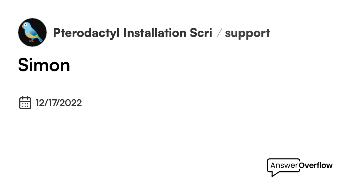 @Simon - Pterodactyl Installation Script