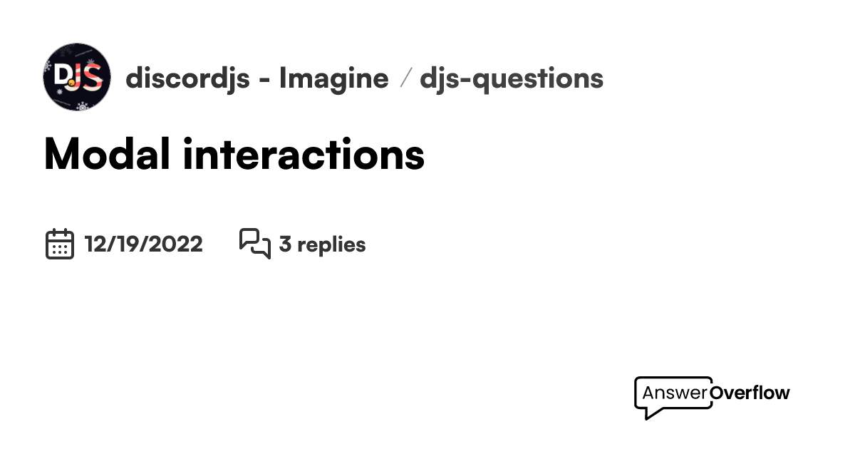 Modal interactions - discord.js - Imagine an app