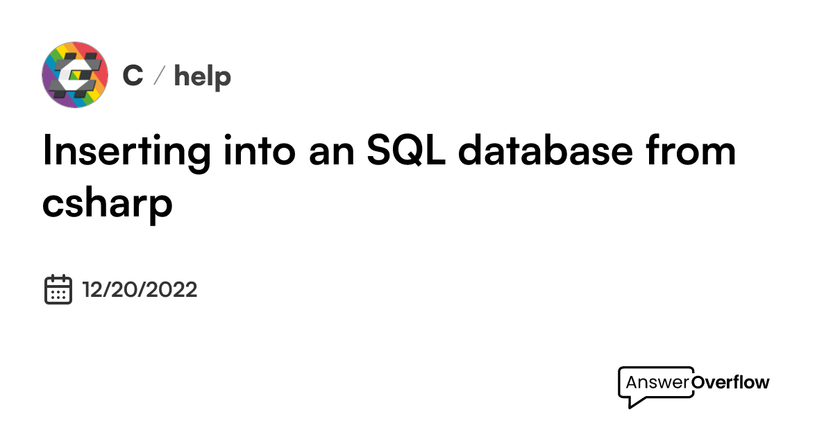 Inserting into an SQL database from csharp - C#