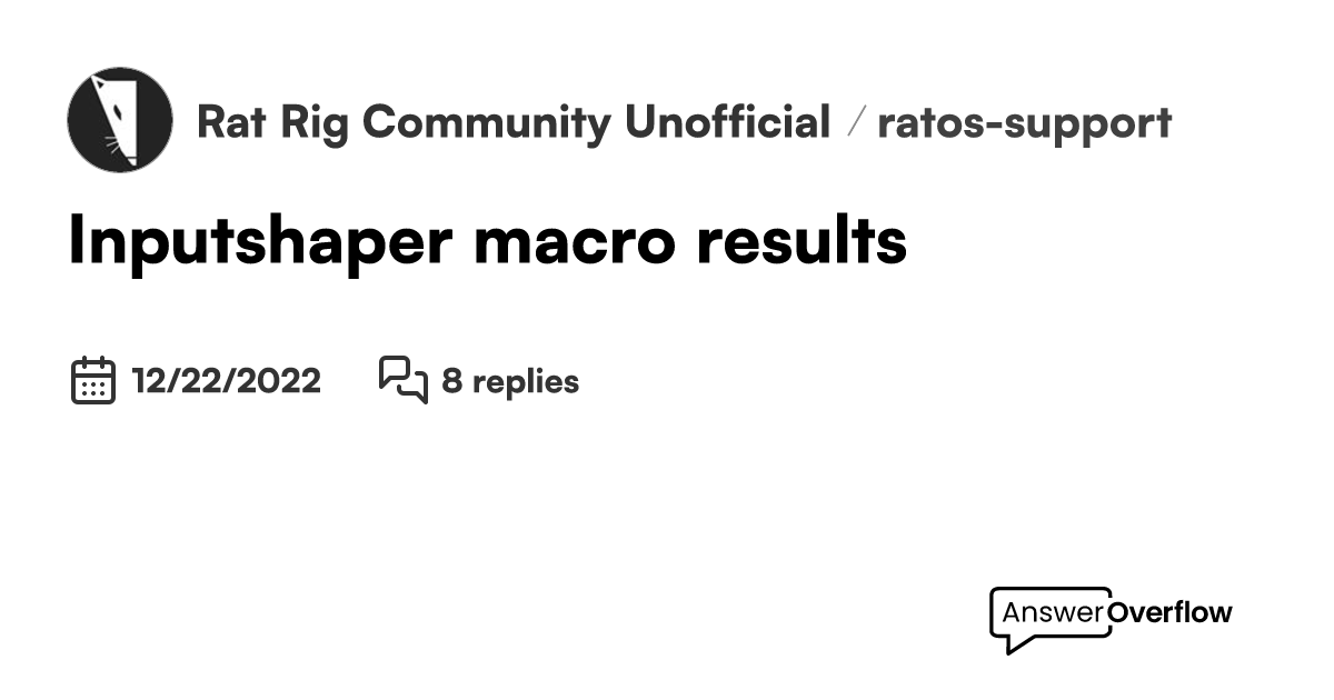 Inputshaper macro results... - Rat Rig Community [Unofficial]