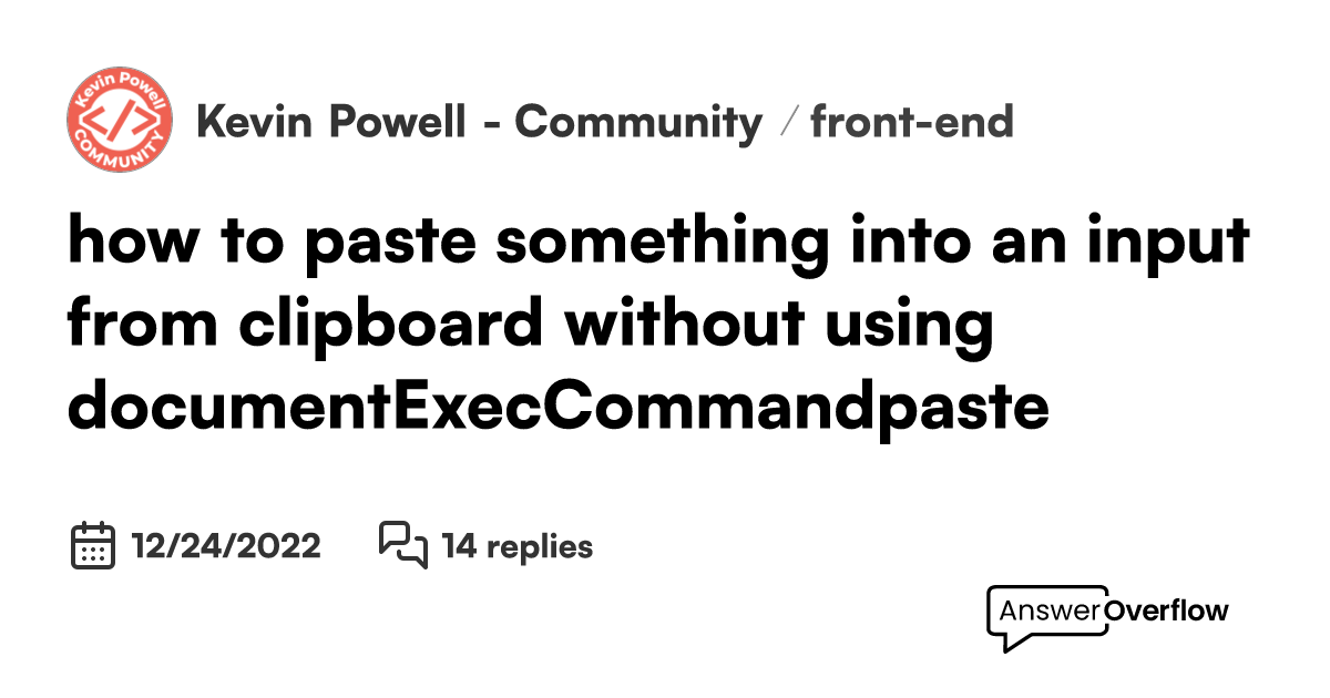 How To Paste Something Into An Input From Clipboard Without Using