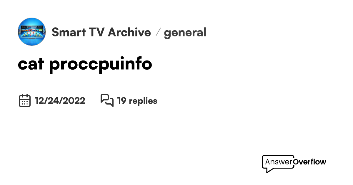 cat /proc/cpuinfo - Smart TV Archive
