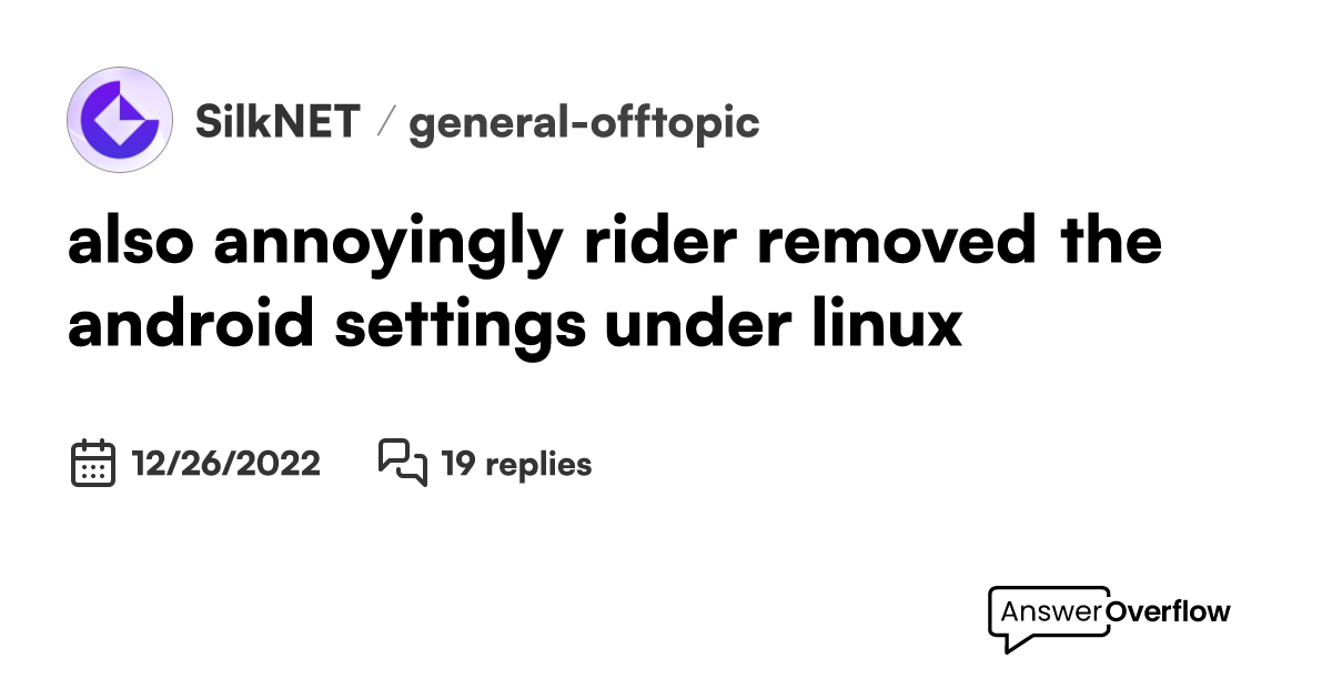 also annoyingly rider removed the android settings under linux - Silk.NET