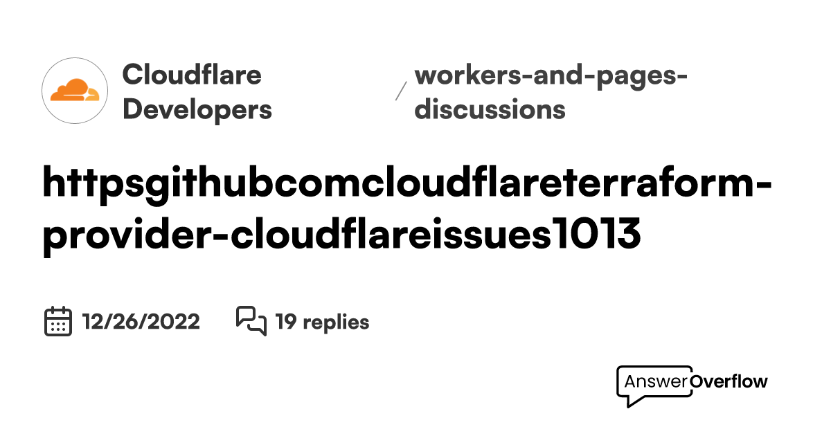 - Cloudflare Developers